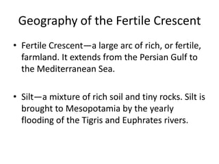 Fertile Crescent/ Mesopotamia Vocabulary | PPTX