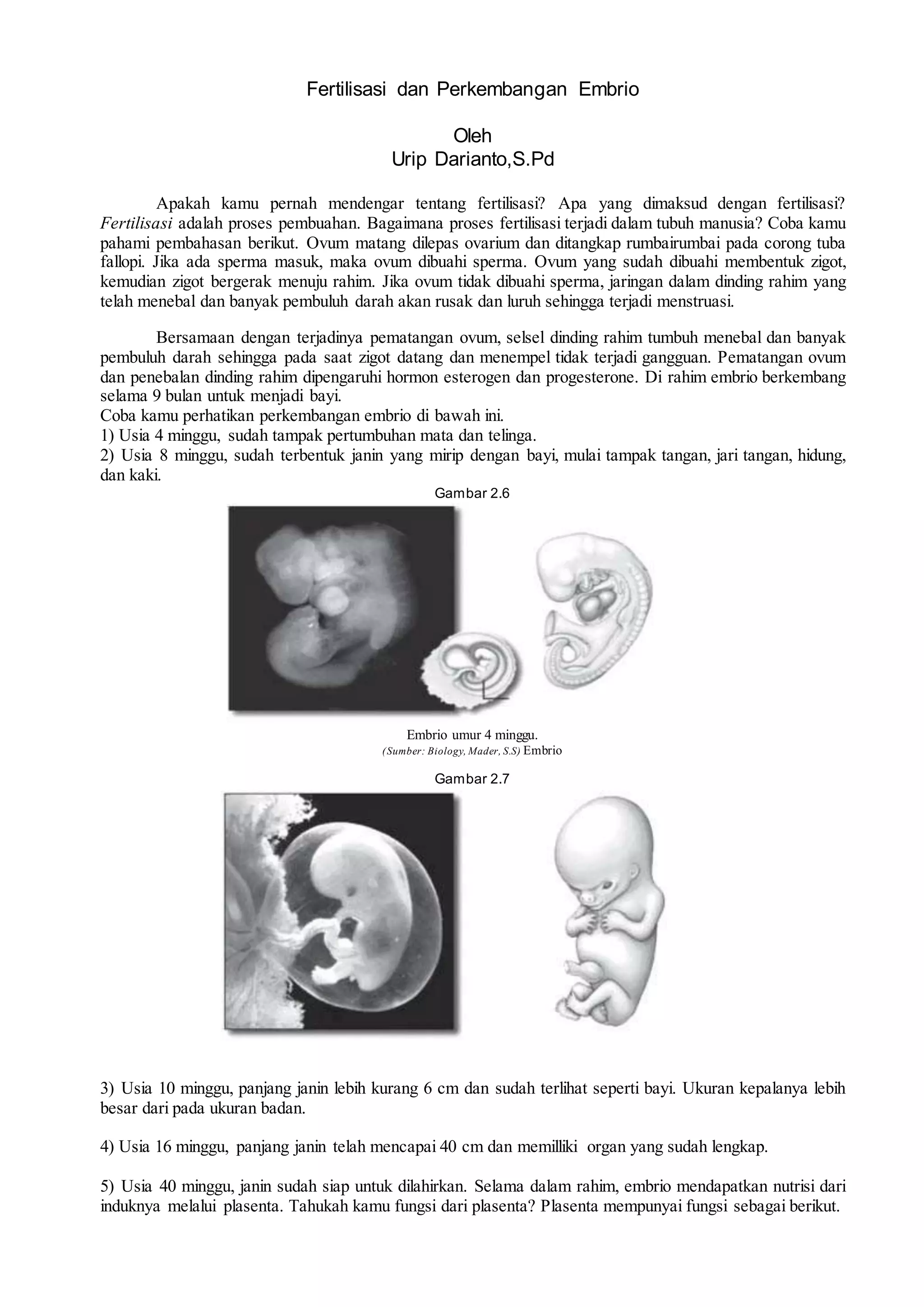 Fertilisasi dan perkembangan embrio | PDF