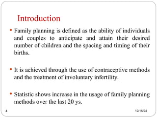 Fertility and family planning are important elements of reproductive ...