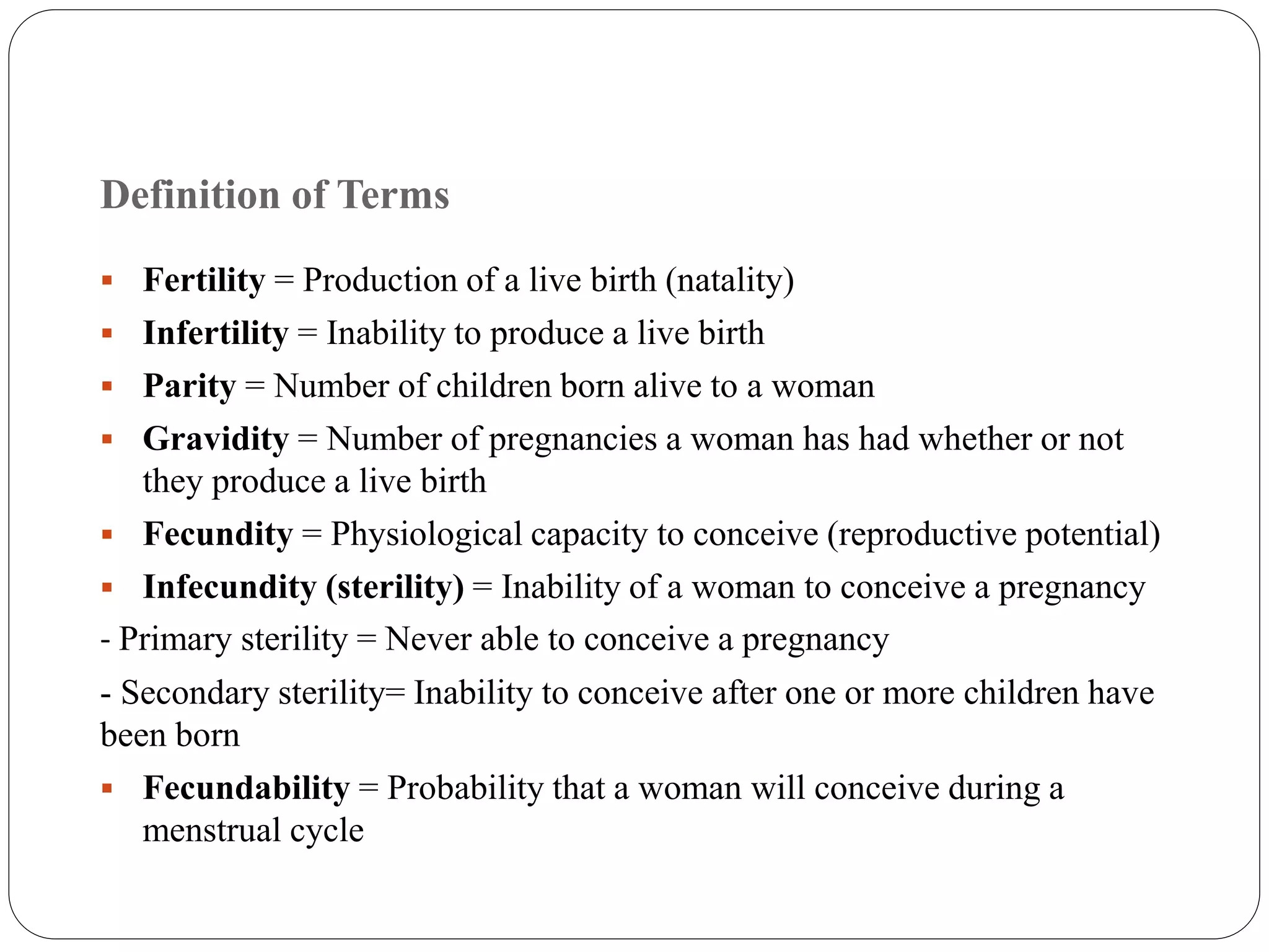 Fertility and its indicators | PPTX