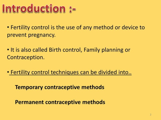 Fertility control (Contraception) | PPTX