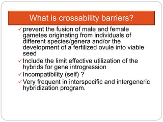 Fertilization barriers in crop plants at pre and postfertilization ...
