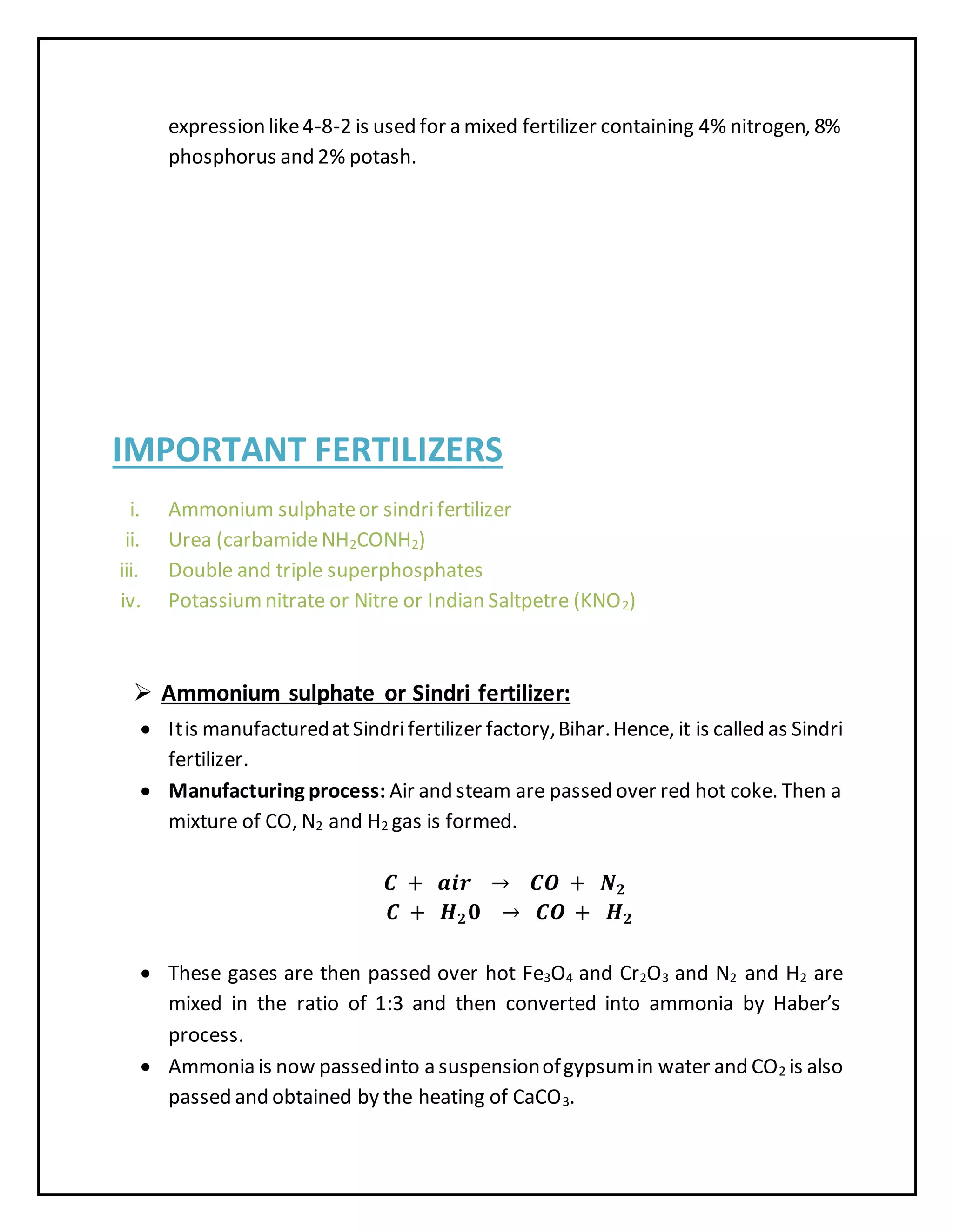 Fertilizer : classification and role of fertilizers. | DOCX