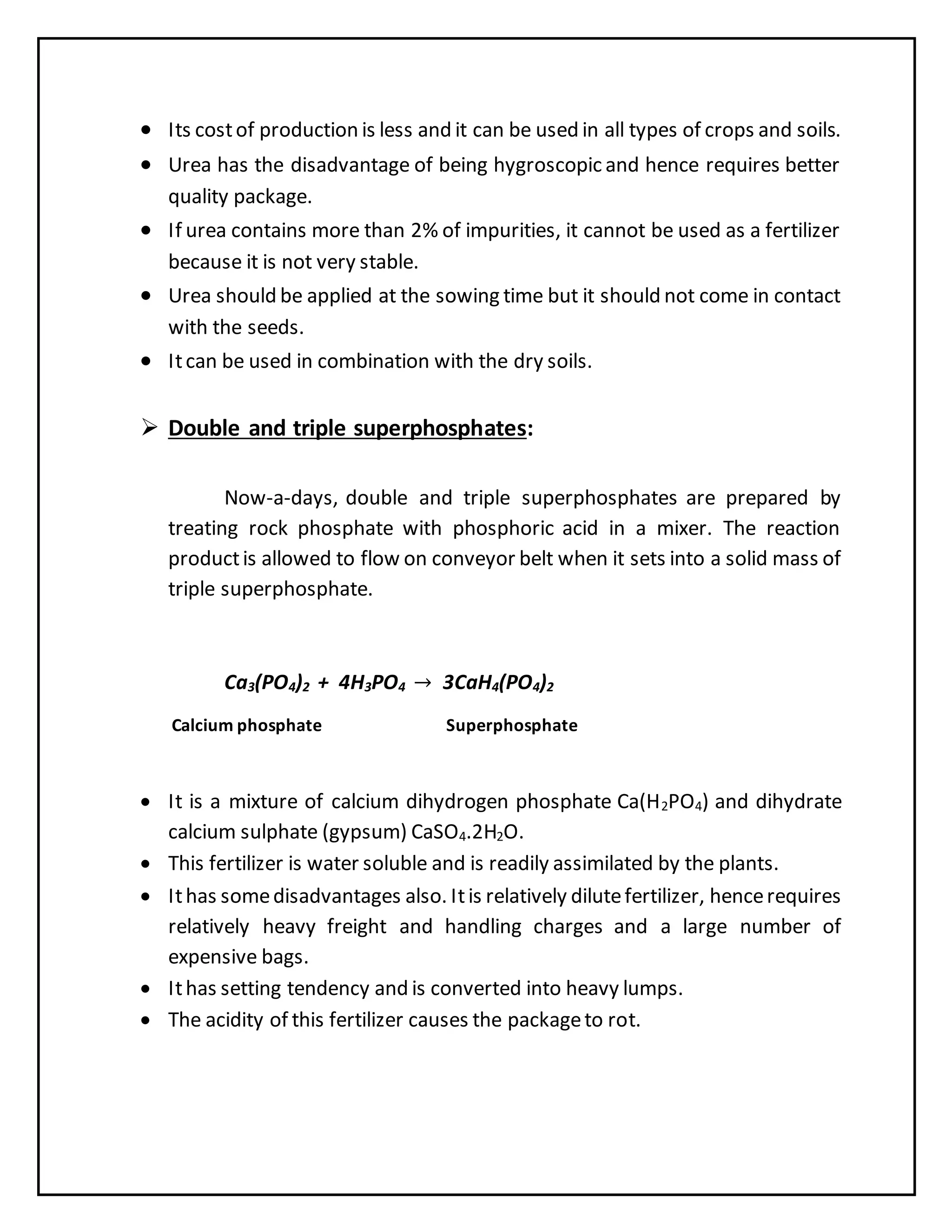 Fertilizer : classification and role of fertilizers. | DOCX | Agriculture | Industries