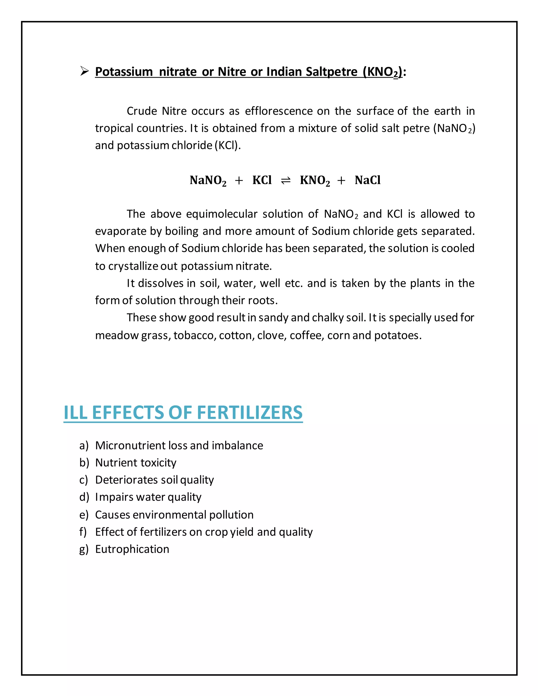 Fertilizer : classification and role of fertilizers. | DOCX