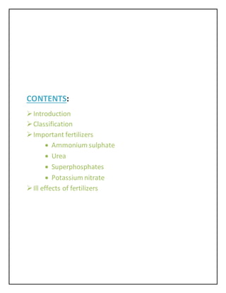 Fertilizer : classification and role of fertilizers. | DOCX ...
