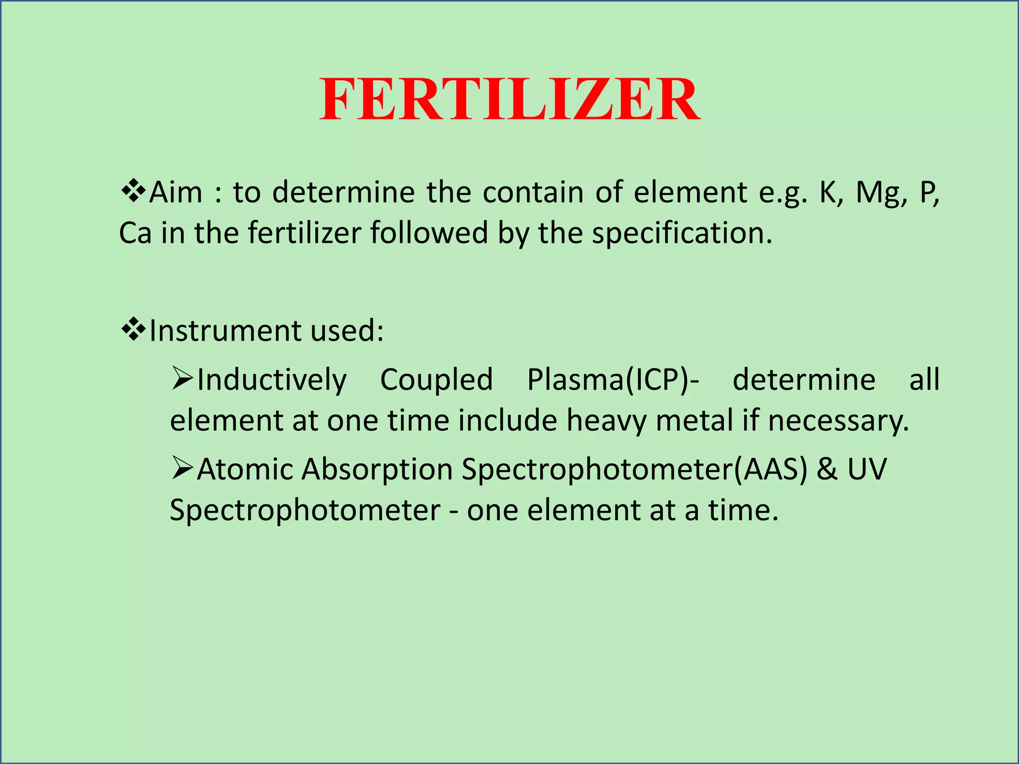 Fertilizer analysis | PPTX