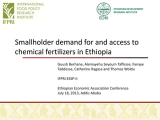 Smallholder demand for and access to chemical fertilizers in Ethiopia ...