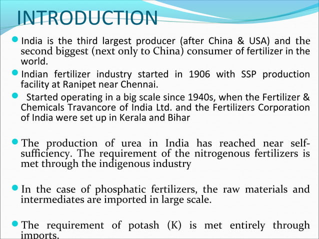 Fertilizer development concept, scope, need, resource availability | PPT | Agriculture | Industries