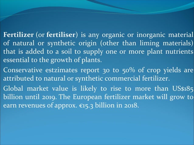 Fertilizer development concept, scope, need, resource availability | PPT | Agriculture | Industries