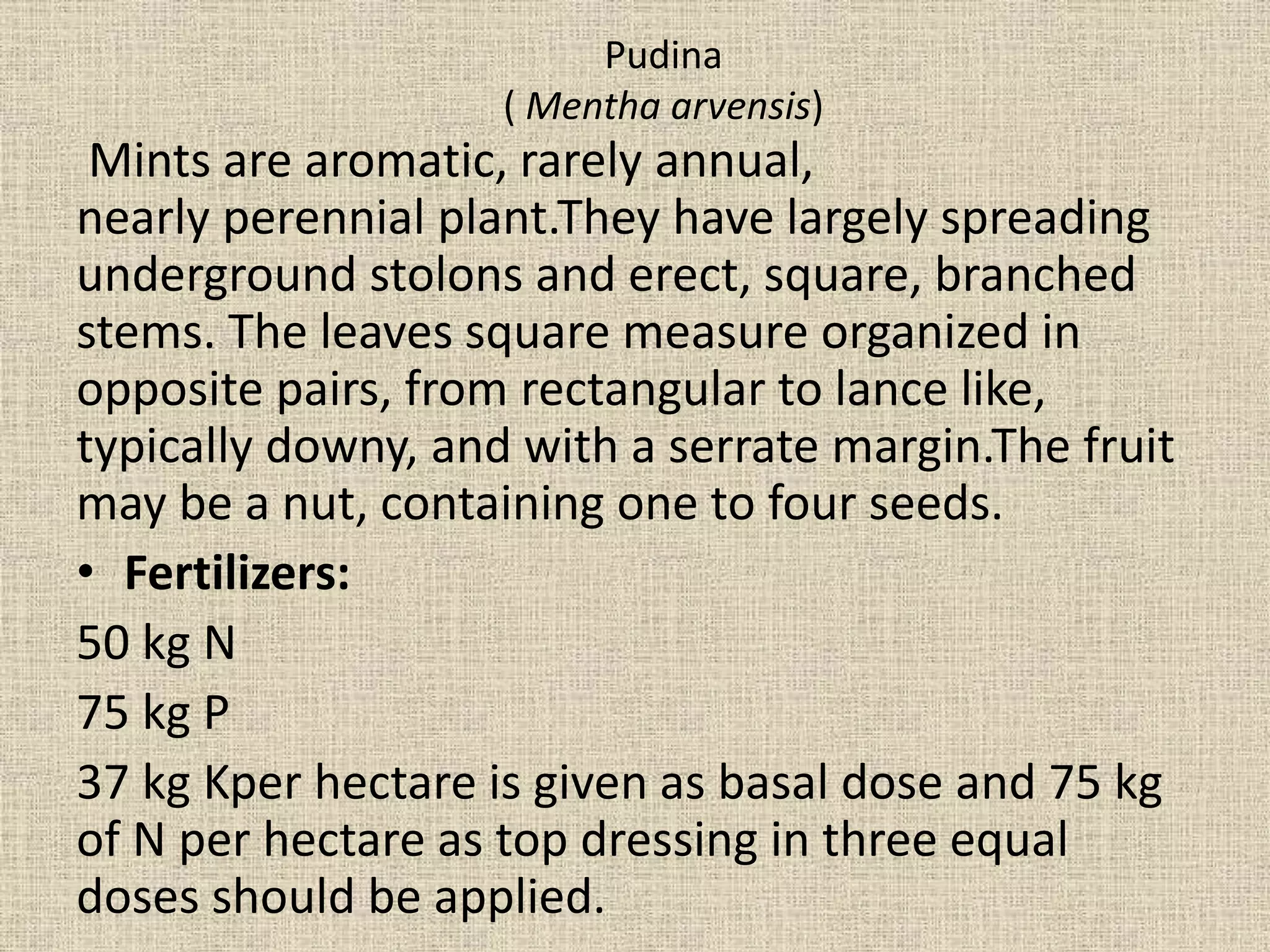 Fertilizer management for medicinal and aromatic plants | PPTX