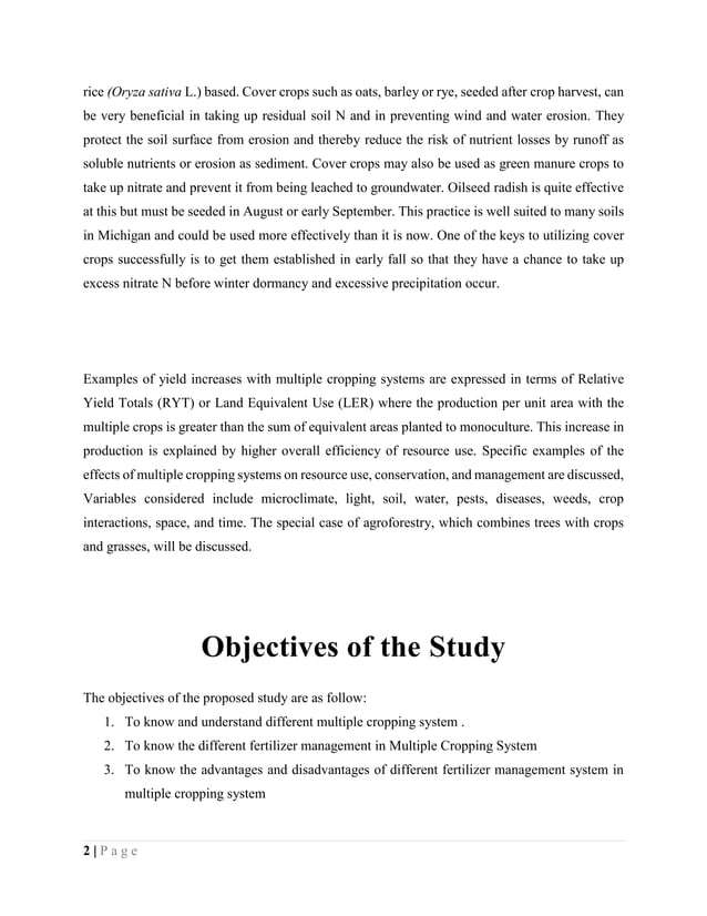 Fertilizer management in multiple cropping | PDF | Agriculture | Industries
