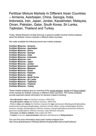 Fertilizer mixtures - Asia | PDF