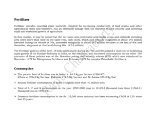 Indian Fertilizer Consumption pattern - 2001 | PPT