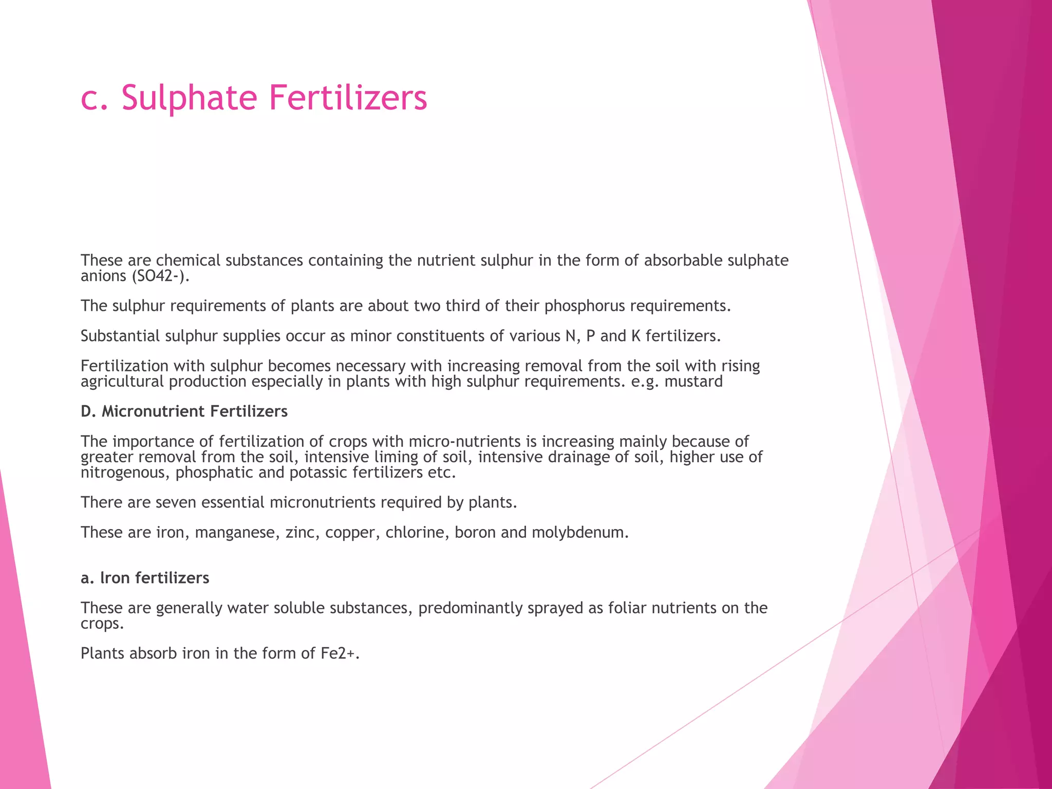 Fertilizers classification By Mr Allah Dad Khan Visiting Professor the ...