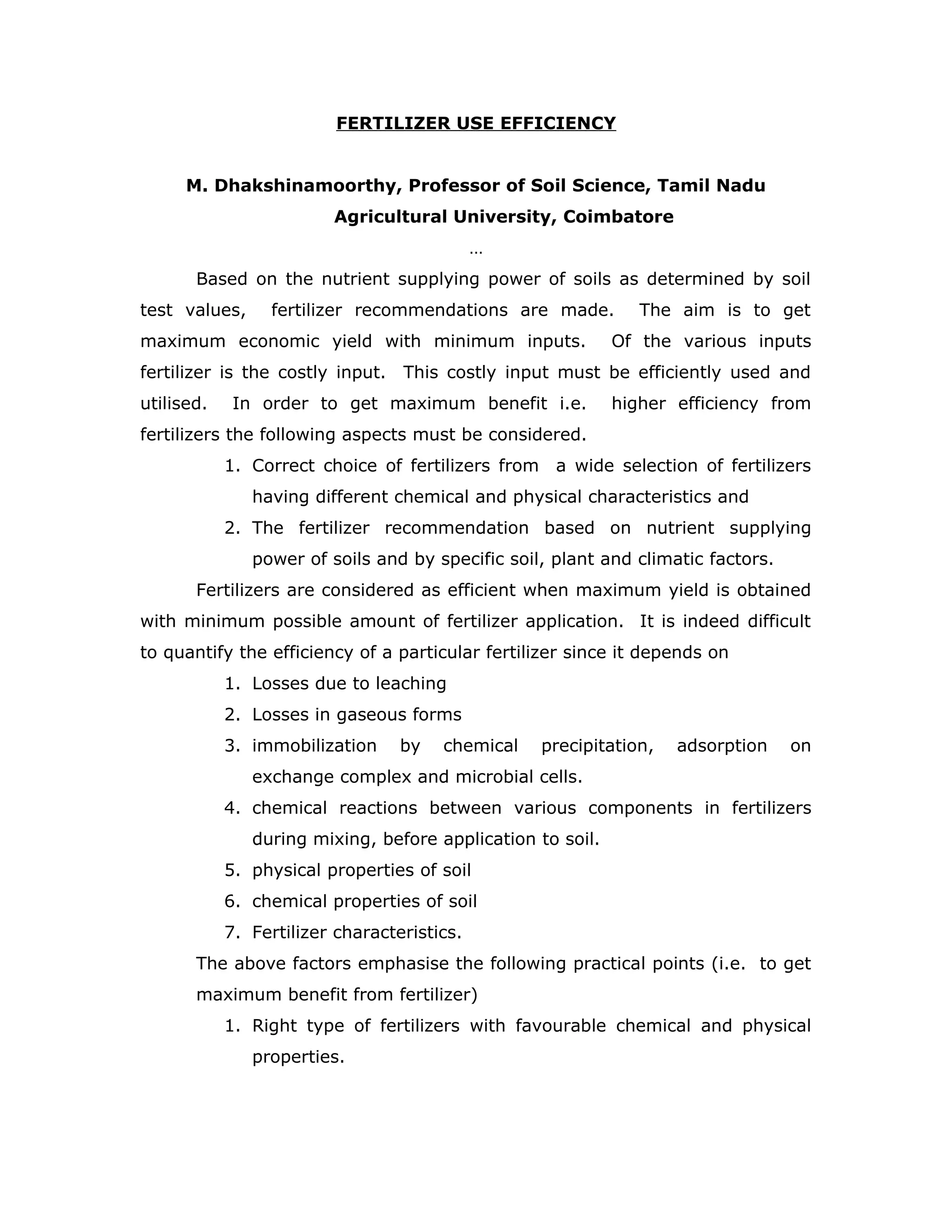 Fertilizer use efficiency | DOC