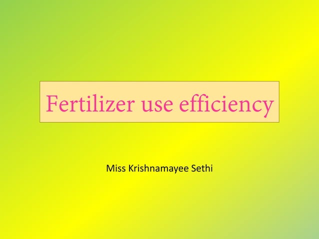 Fertliser use efficiency | PDF