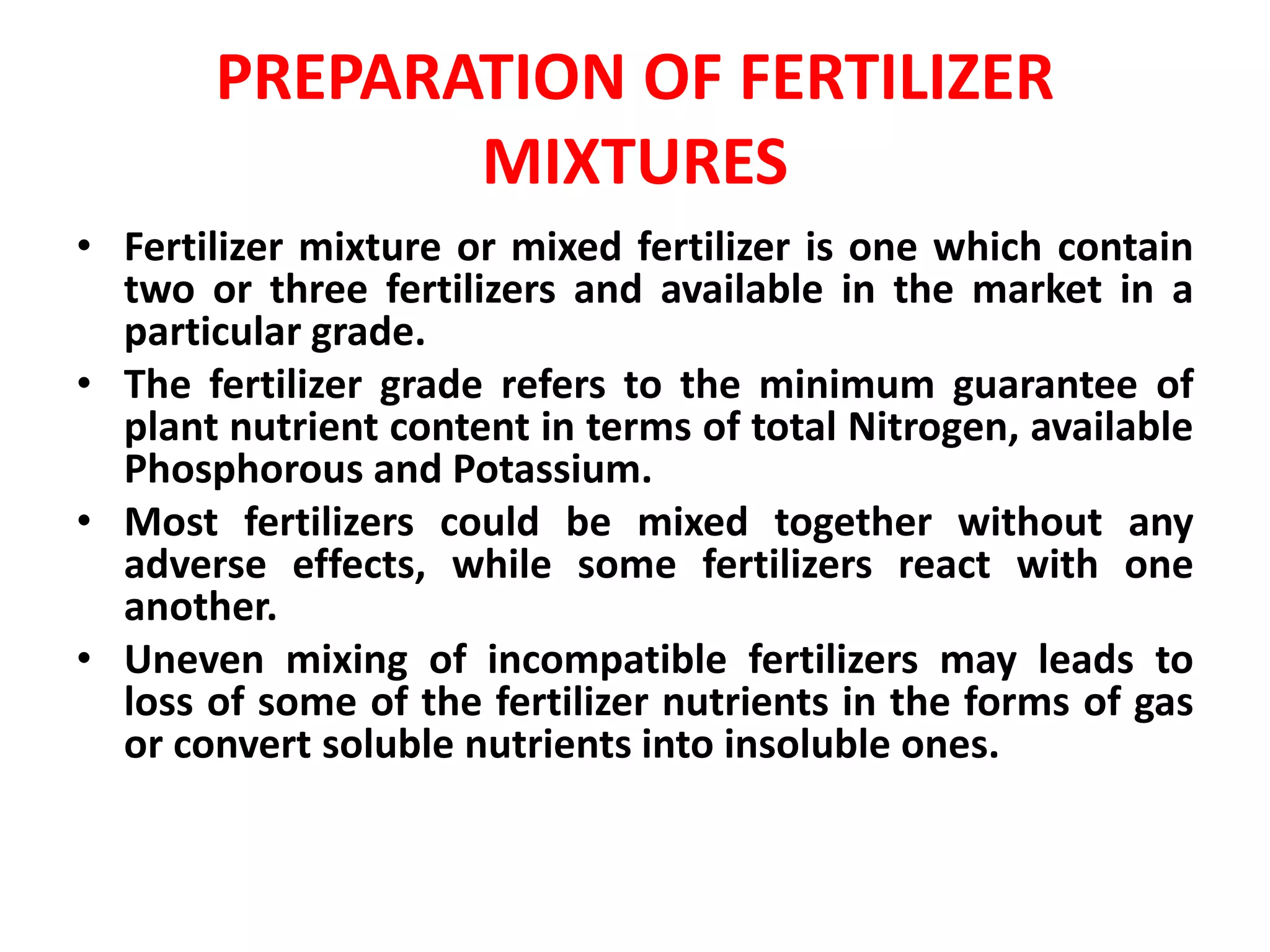 FERTILIZERS,FERTILIZER MIXTURES AND NPK CONTENT SMG | PPTX