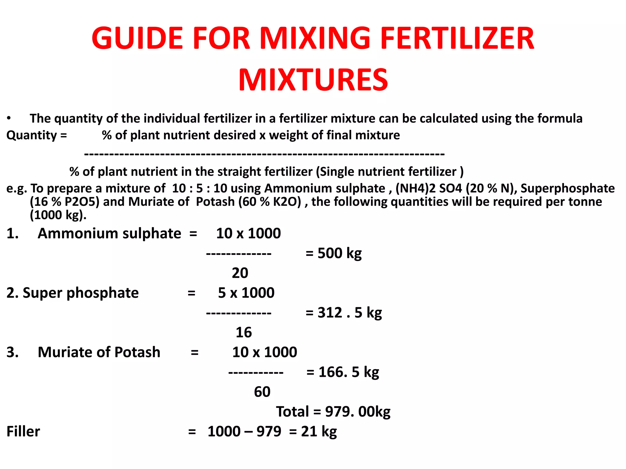FERTILIZERS,FERTILIZER MIXTURES AND NPK CONTENT SMG | PPTX