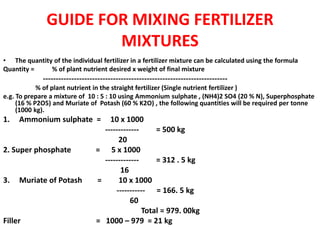 FERTILIZERS,FERTILIZER MIXTURES AND NPK CONTENT SMG | PPTX