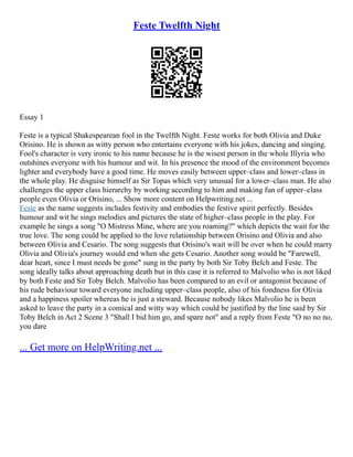 Feste Twelfth Night | PDF