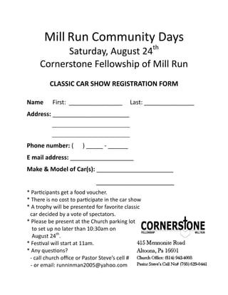 Festival car registration form | PDF