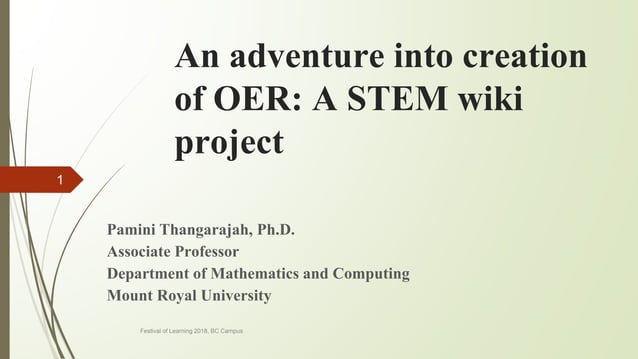 An adventure into creation of OER: A STEM wiki project | PPT