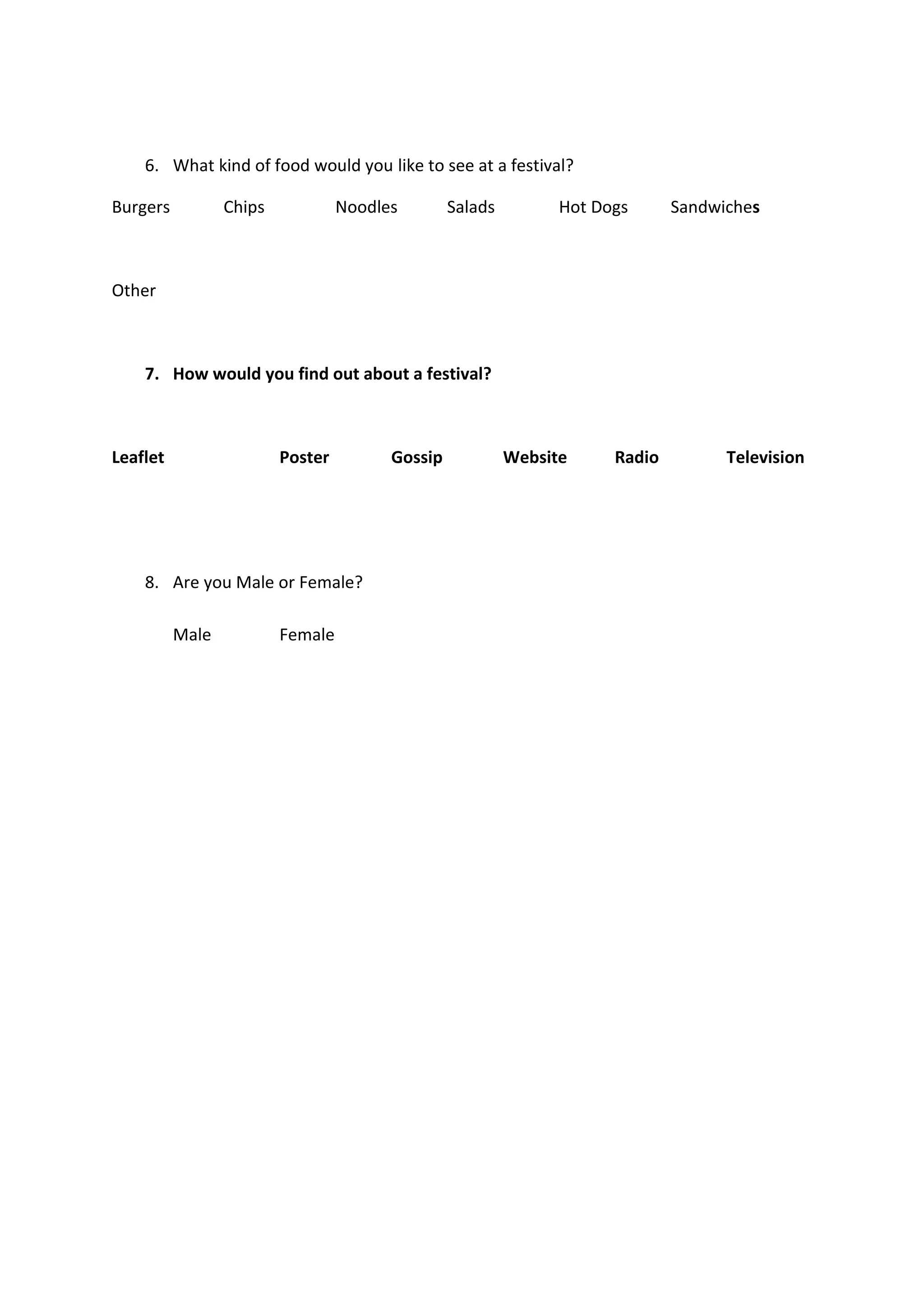 Festival questionnaire | DOCX