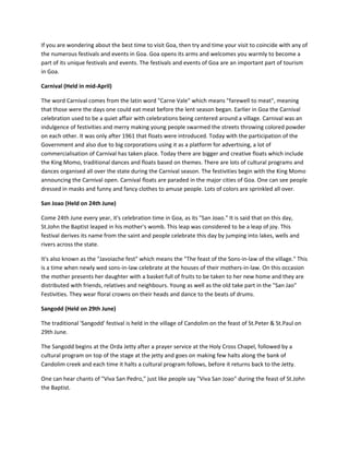 Festivals in goa | PDF