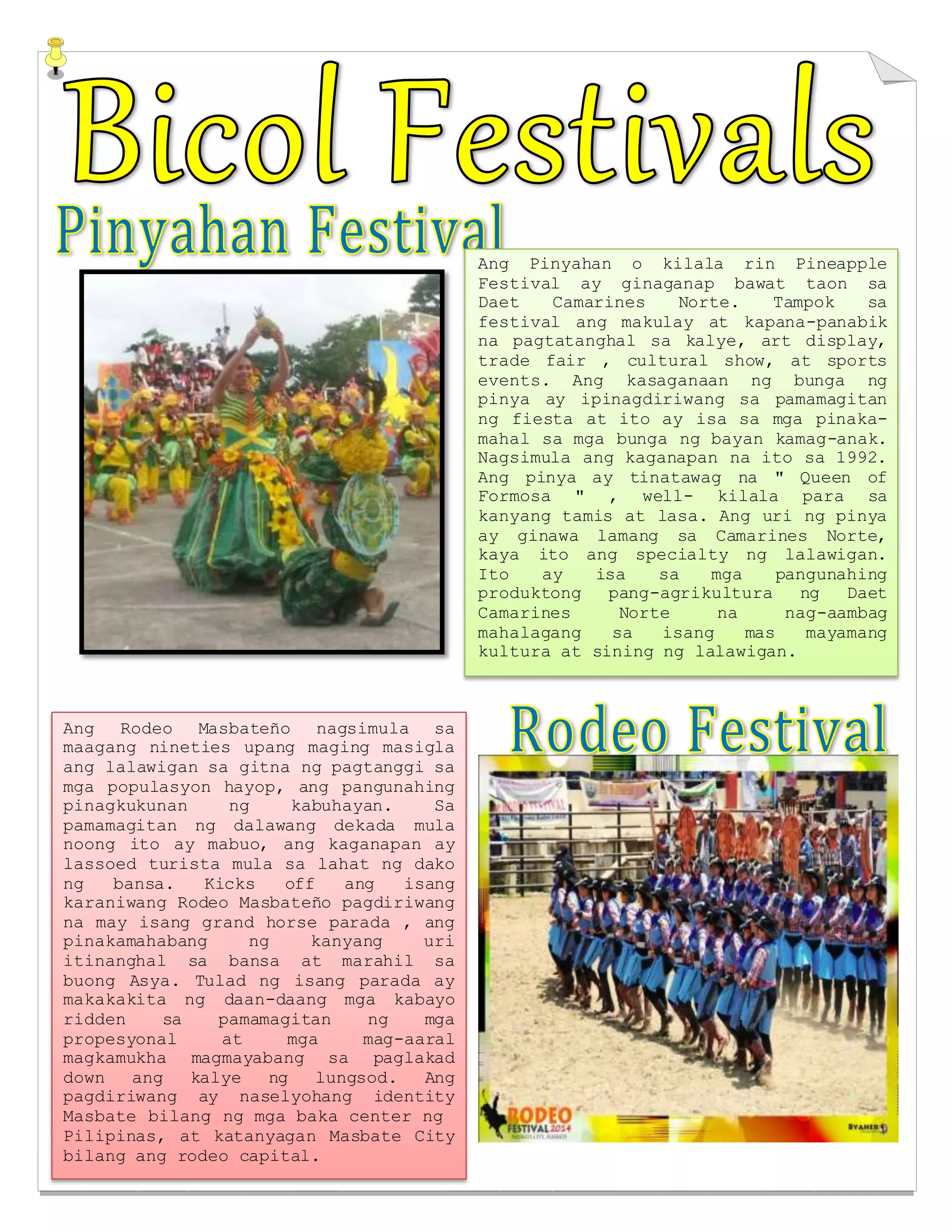Festivals in region v | DOCX