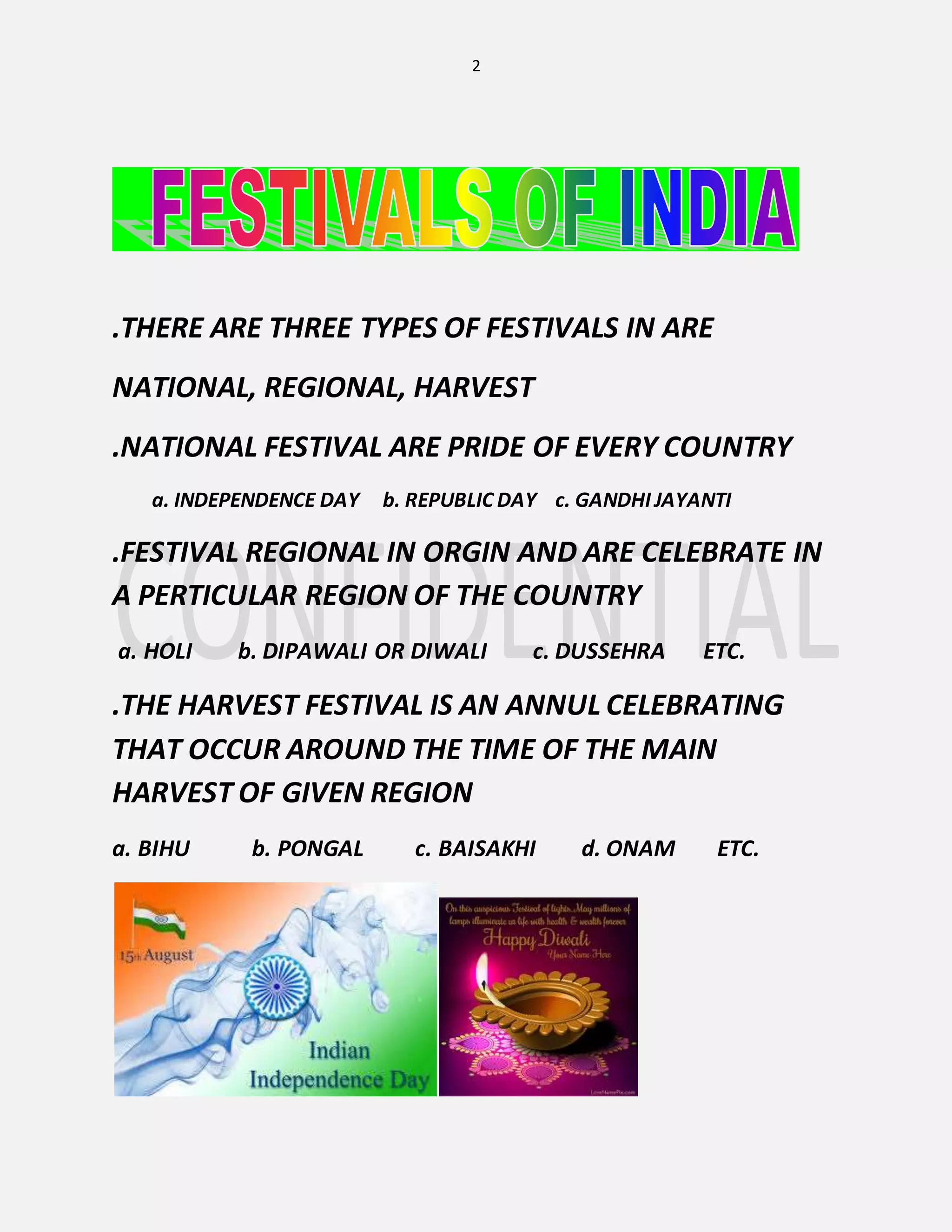 Festivals of india | DOCX