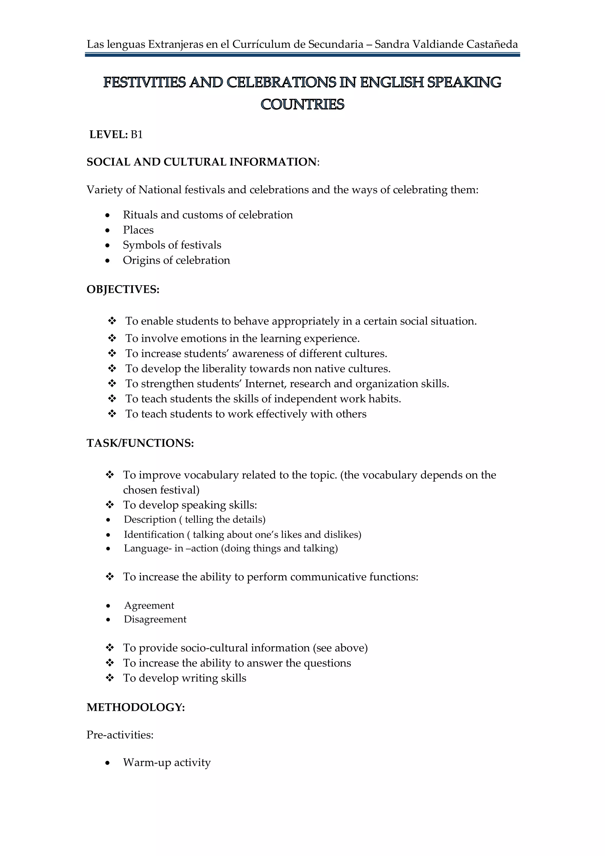 Festivities and celebrations in english speaking countries copia | PDF