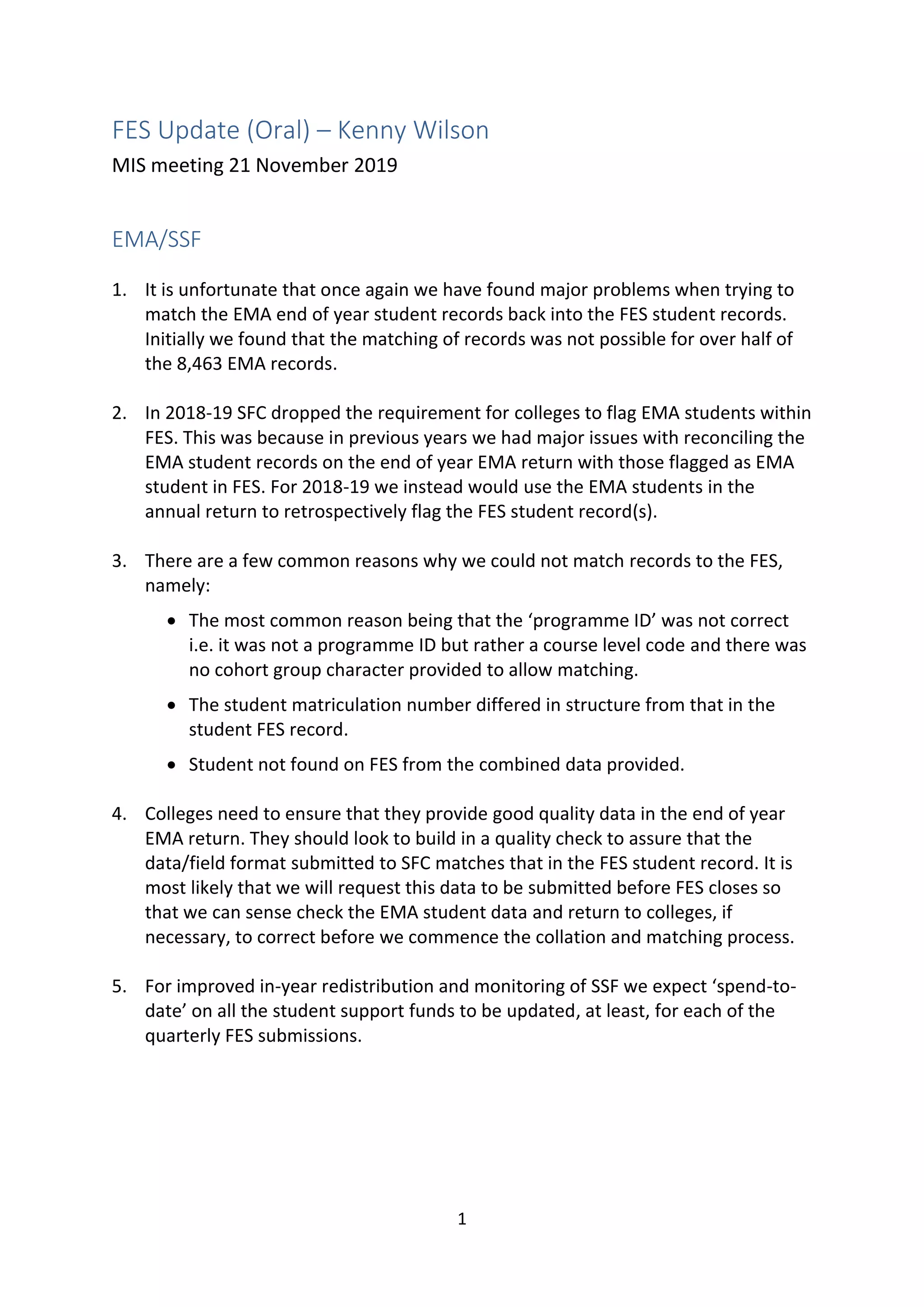 FES Update Summary | PDF