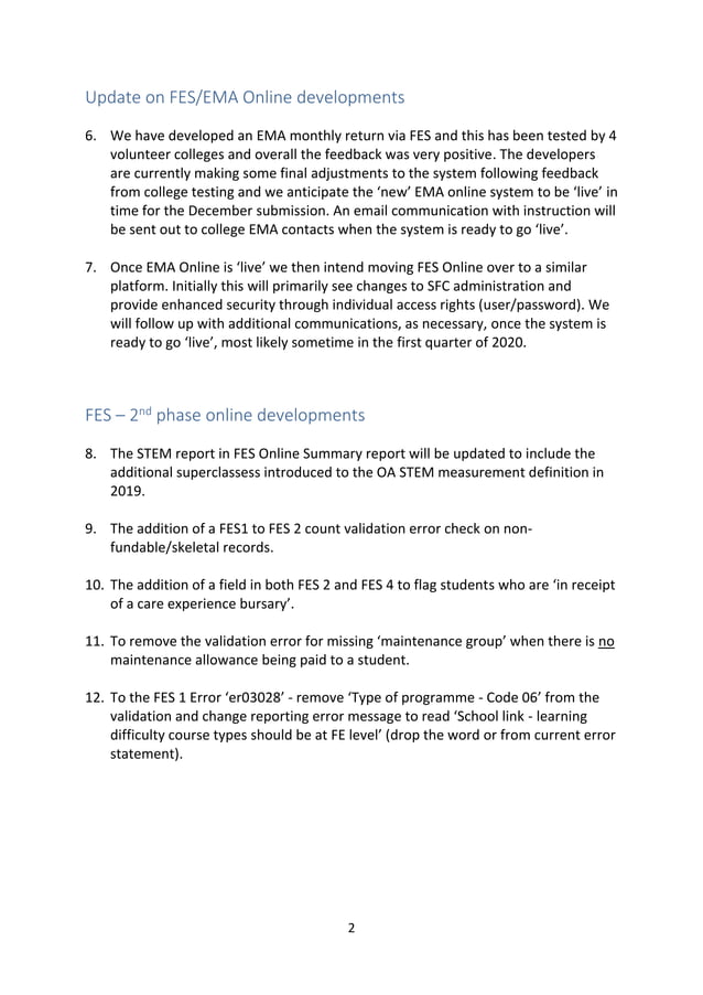 FES Update Summary | PDF | Computing | Technology & Computing