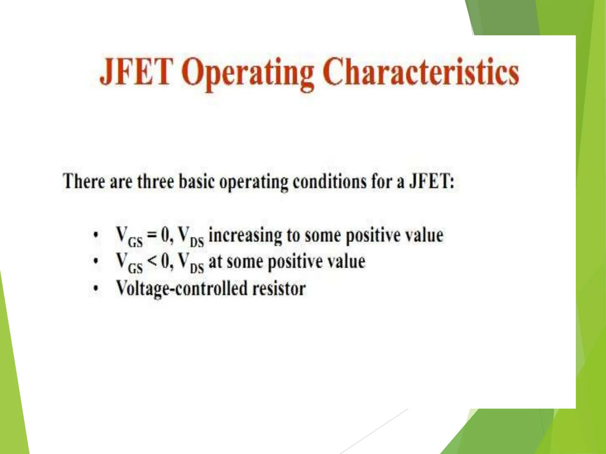 JUNCTION FIELD EFFECT TRANSISTOR CHARACTERISTICS | PPTX