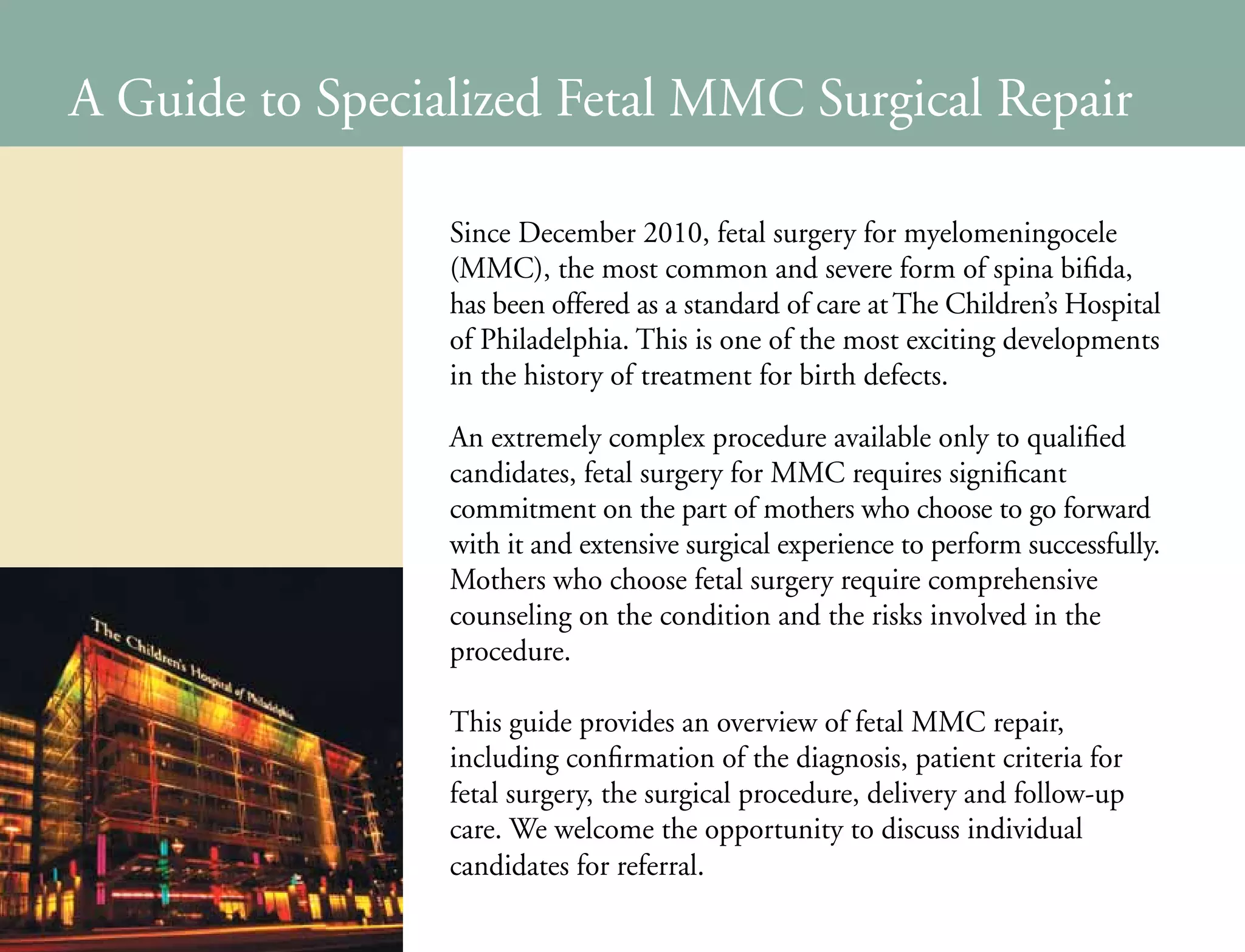 Fetal Surgery for Spina Bifida | PDF