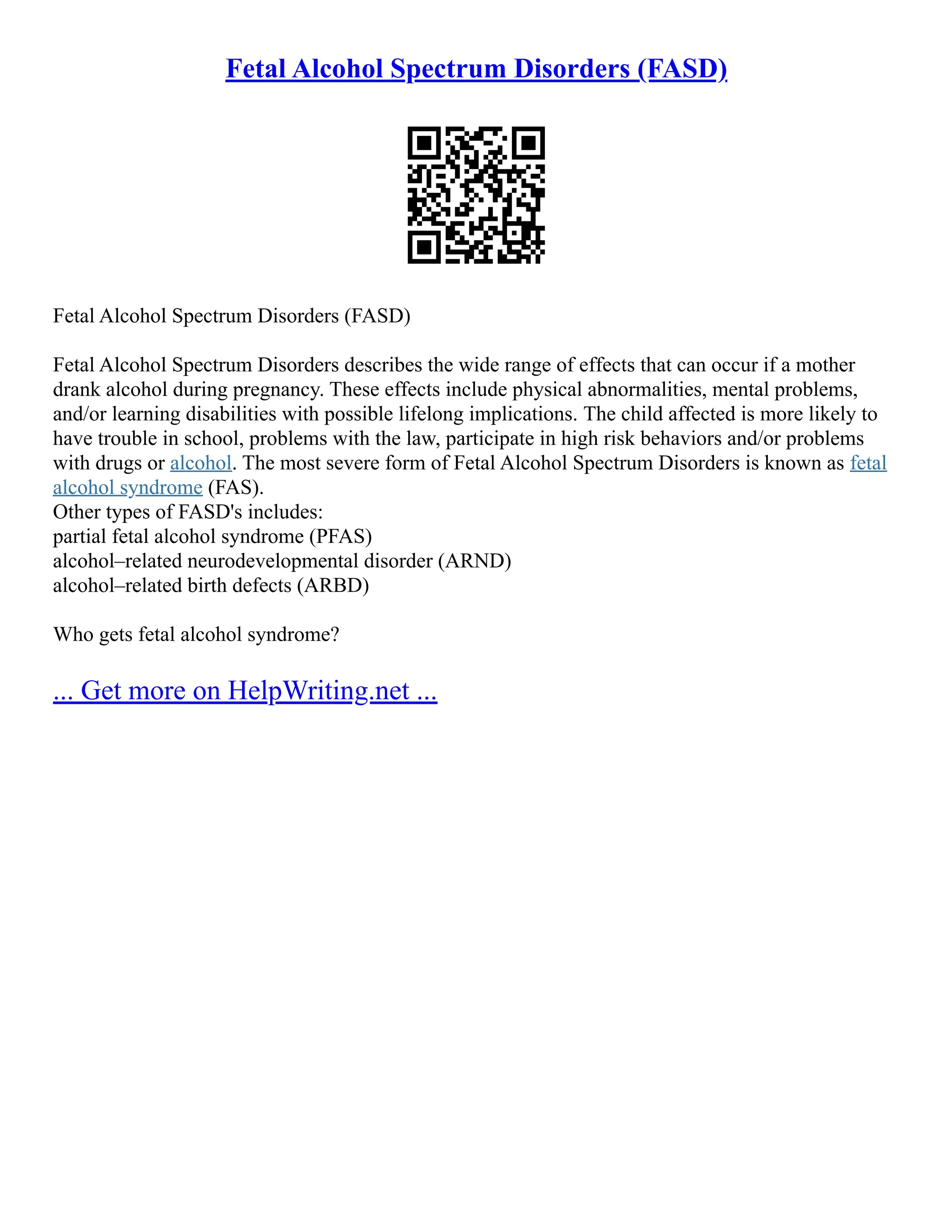 Fetal Alcohol Spectrum Disorders (FASD) | PDF | Pregnancy ...