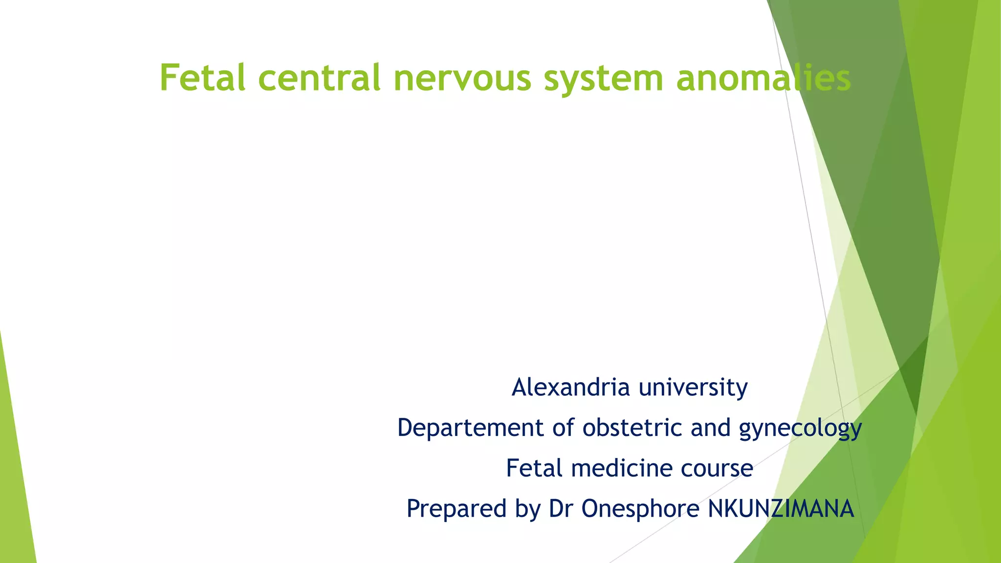 Fetal central nervous system anomalies | PPT