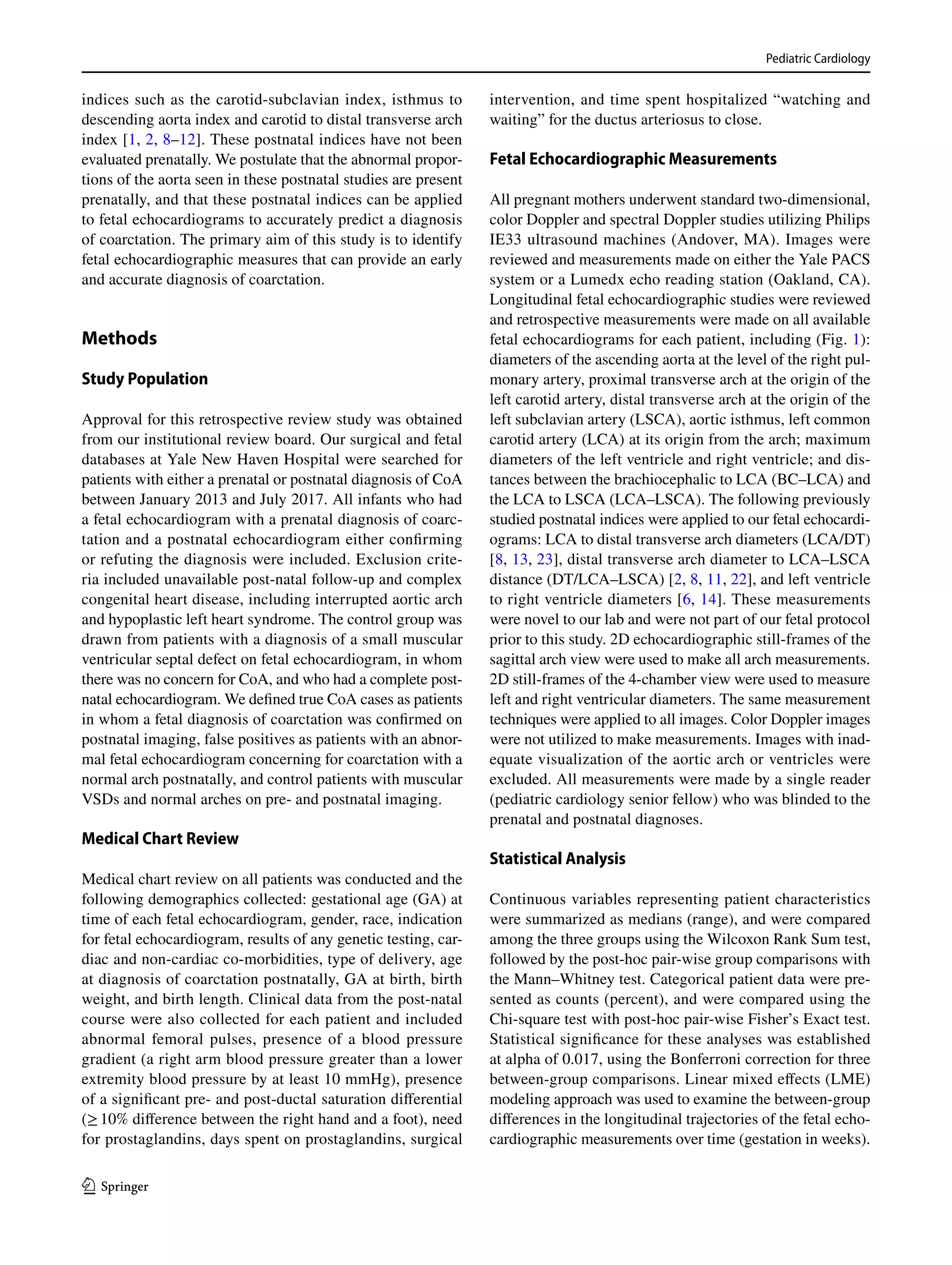 Fetal echocardiographic measures to improve the prenatal diagnosis of ...