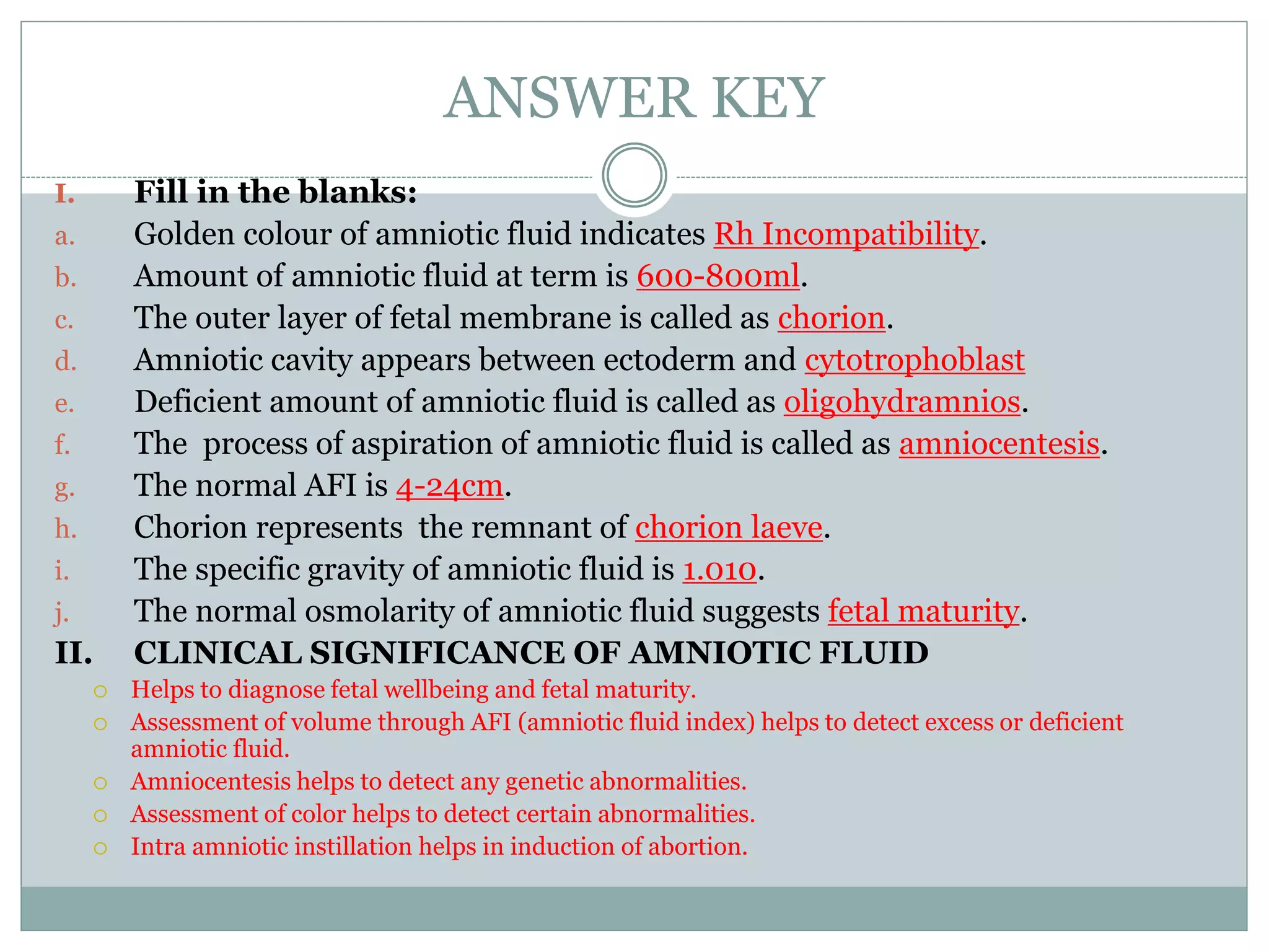 Fetal Membranes, Amniotic Cavity and Amniotic Fluid | PPTX