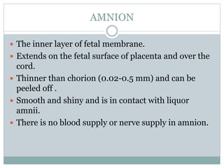 Fetal Membranes, Amniotic Cavity and Amniotic Fluid | PPTX