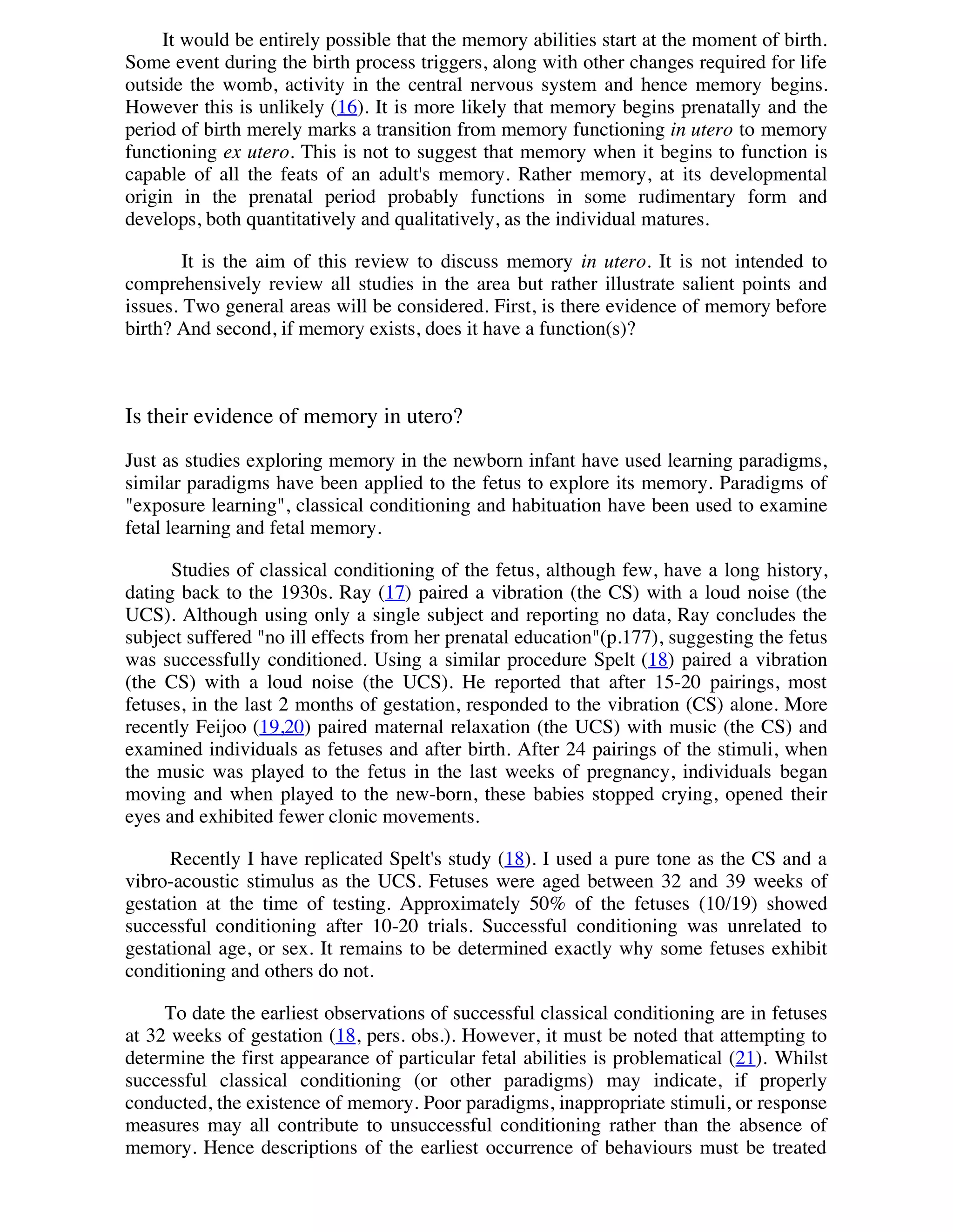 Fetal memory: does it exist | PDF