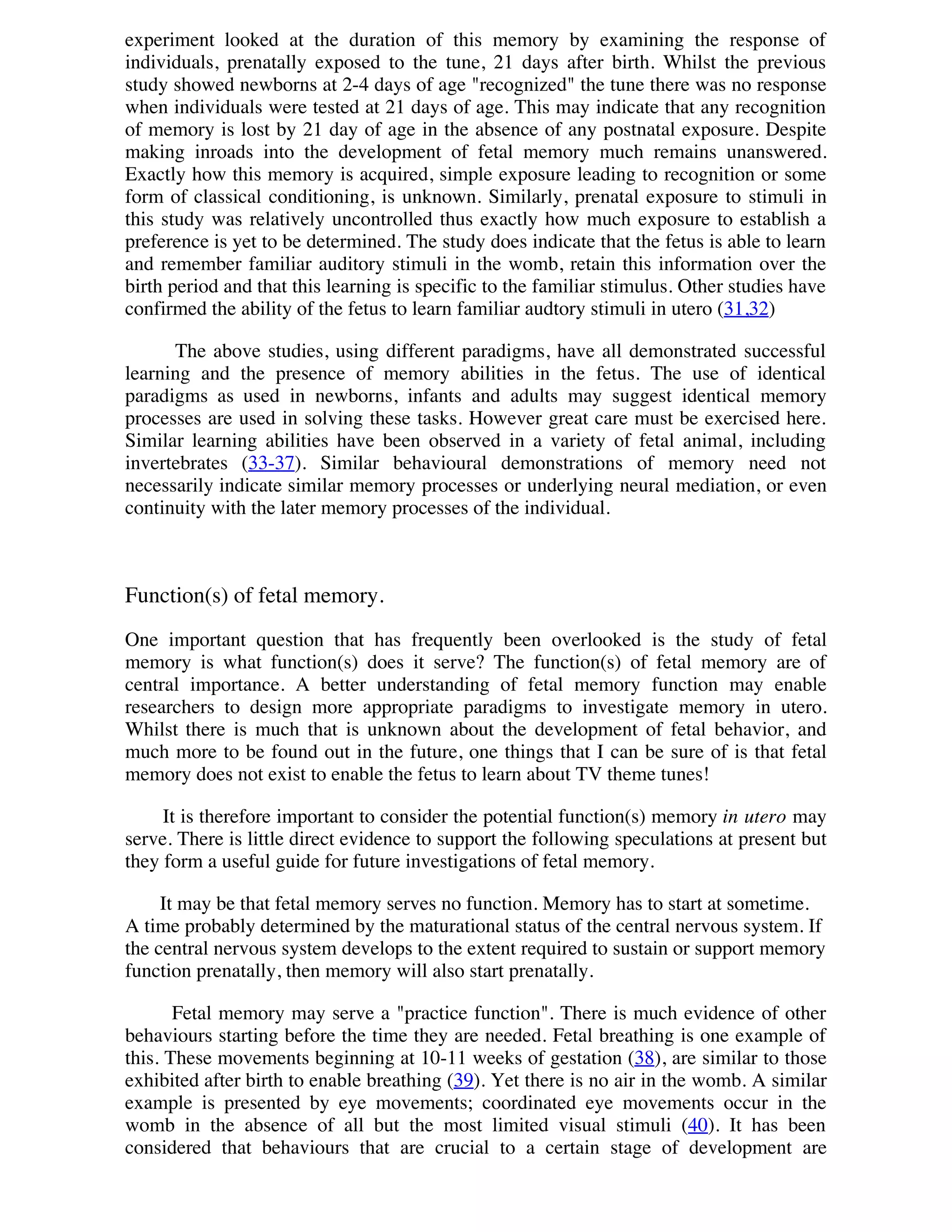 Fetal memory: does it exist | PDF