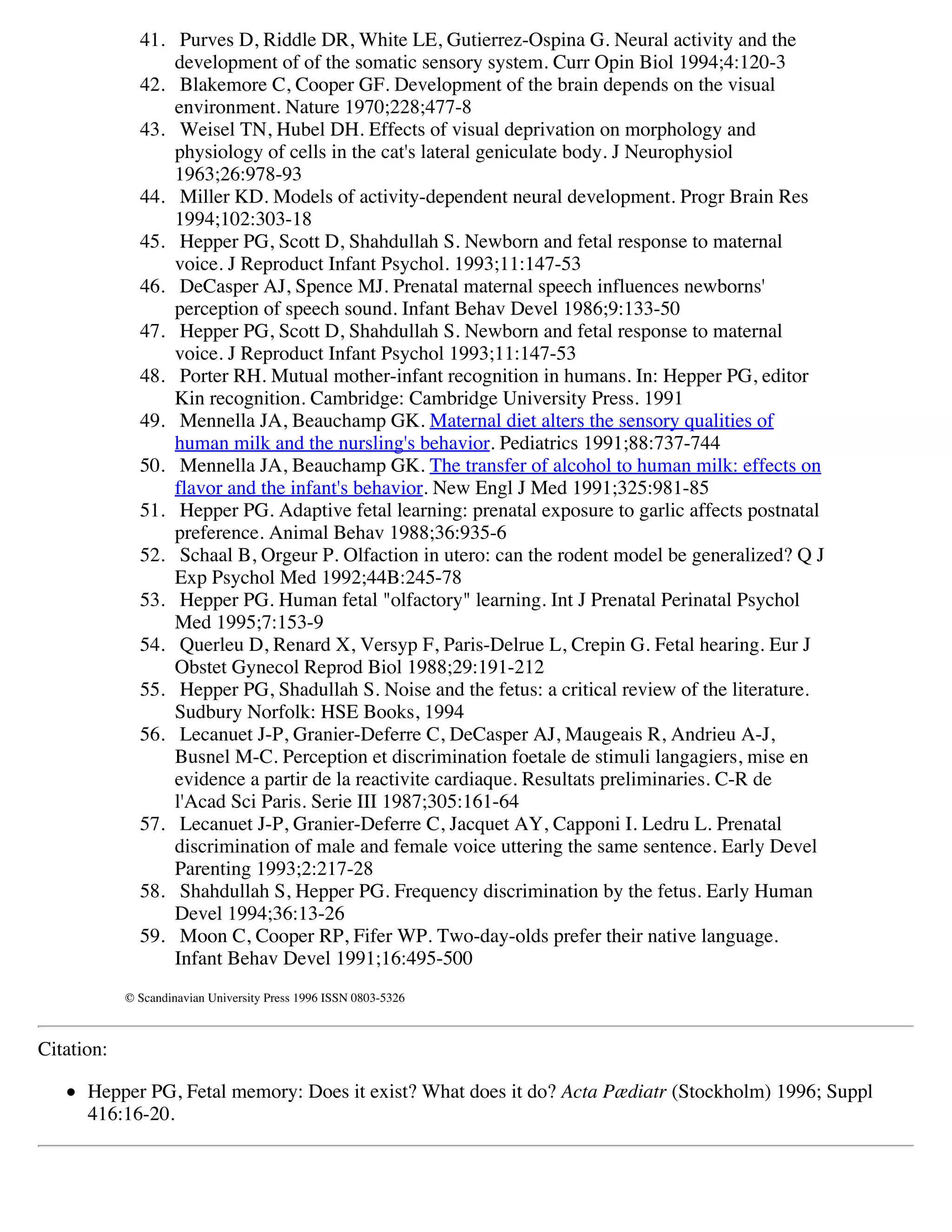 Fetal memory: does it exist | PDF