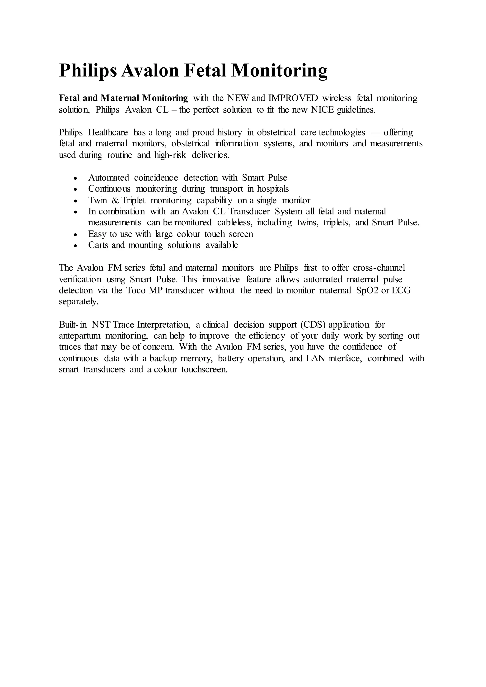 Fetal monitor wireless | DOCX