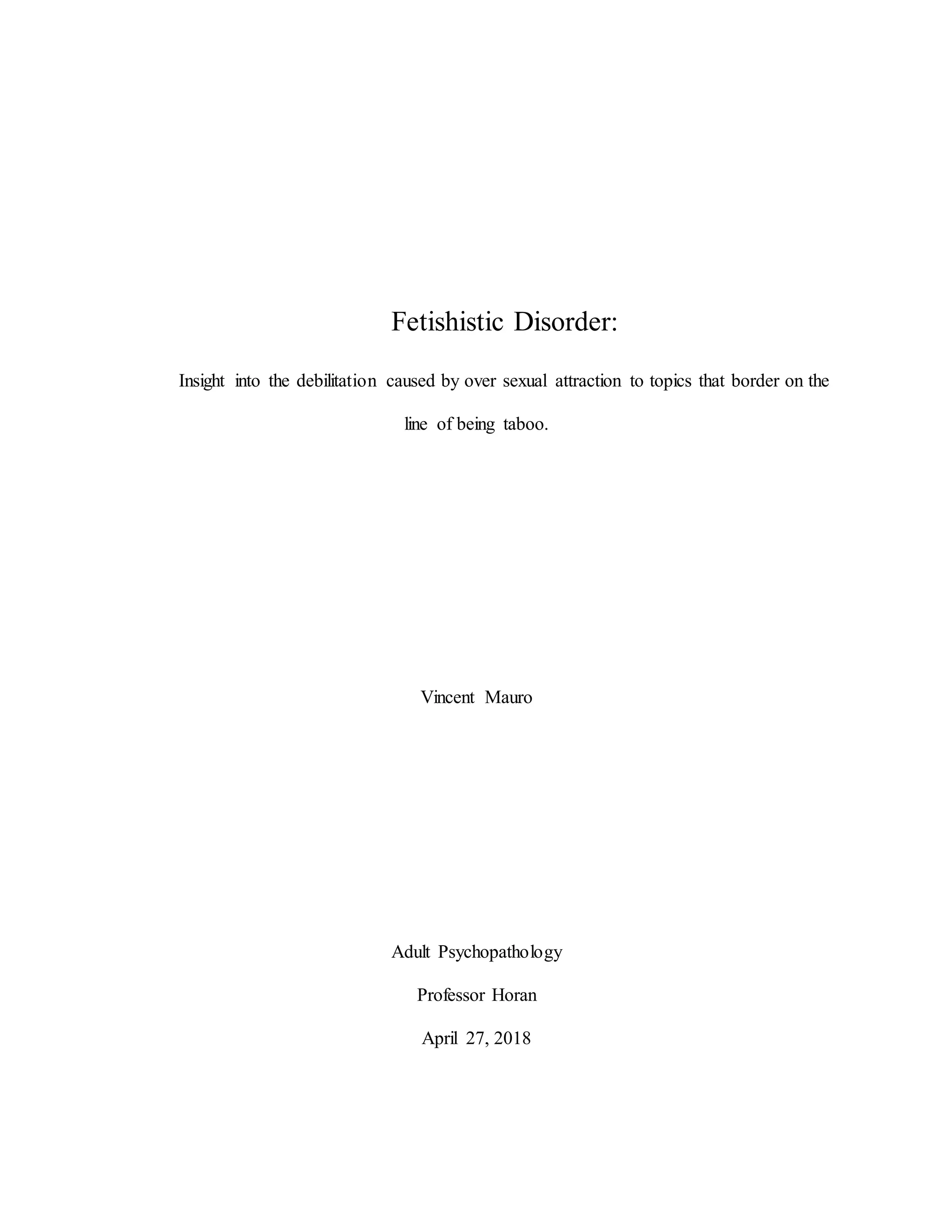 Fetishistic Disorder | DOCX