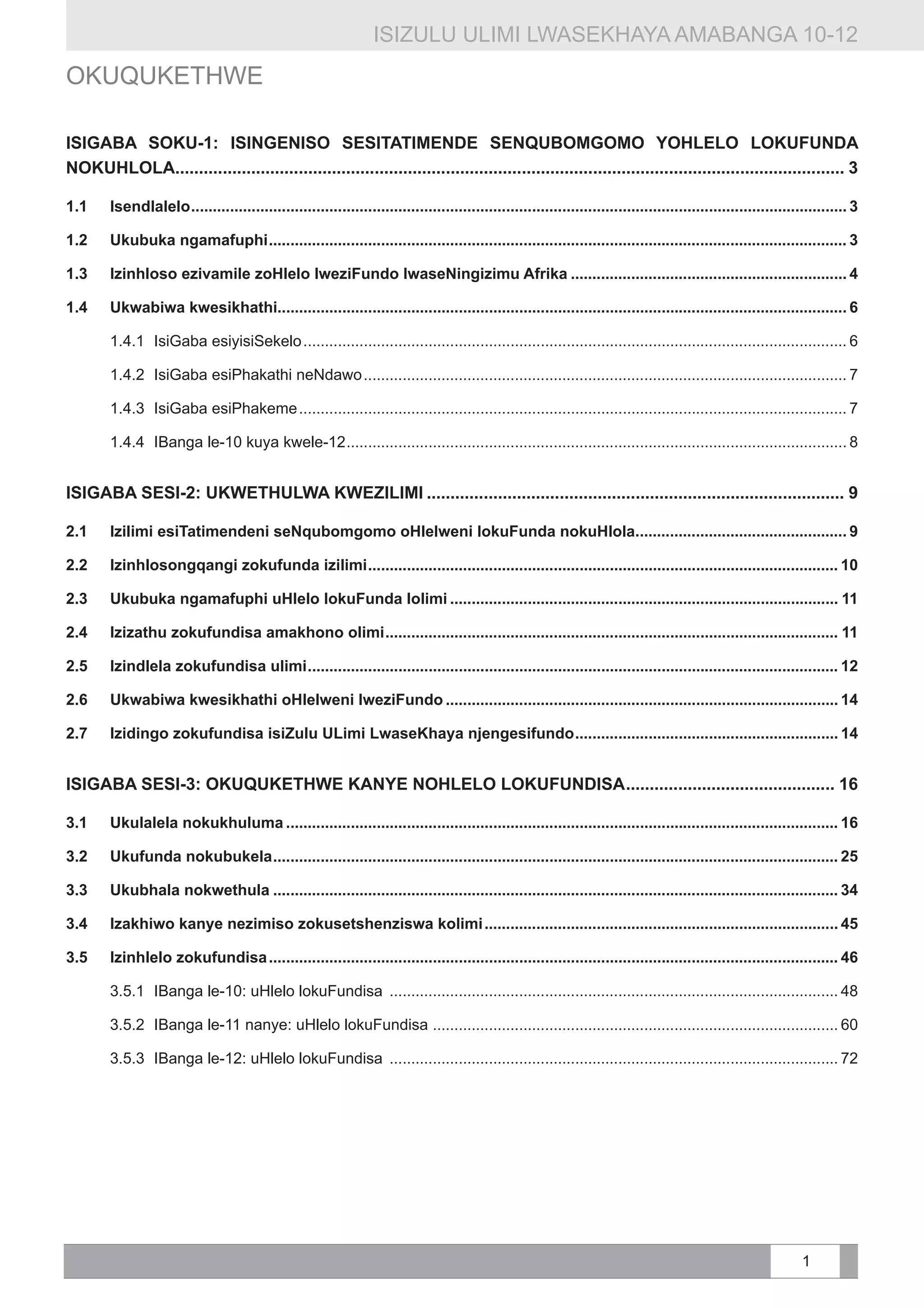 FET Phase IsiZulu Language Caps Doc. | PDF