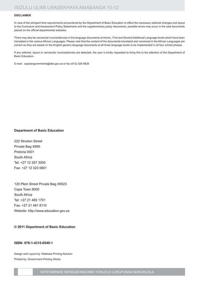 FET Phase IsiZulu Language Caps Doc. | PDF