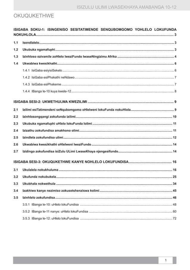 FET Phase IsiZulu Language Caps Doc. | PDF