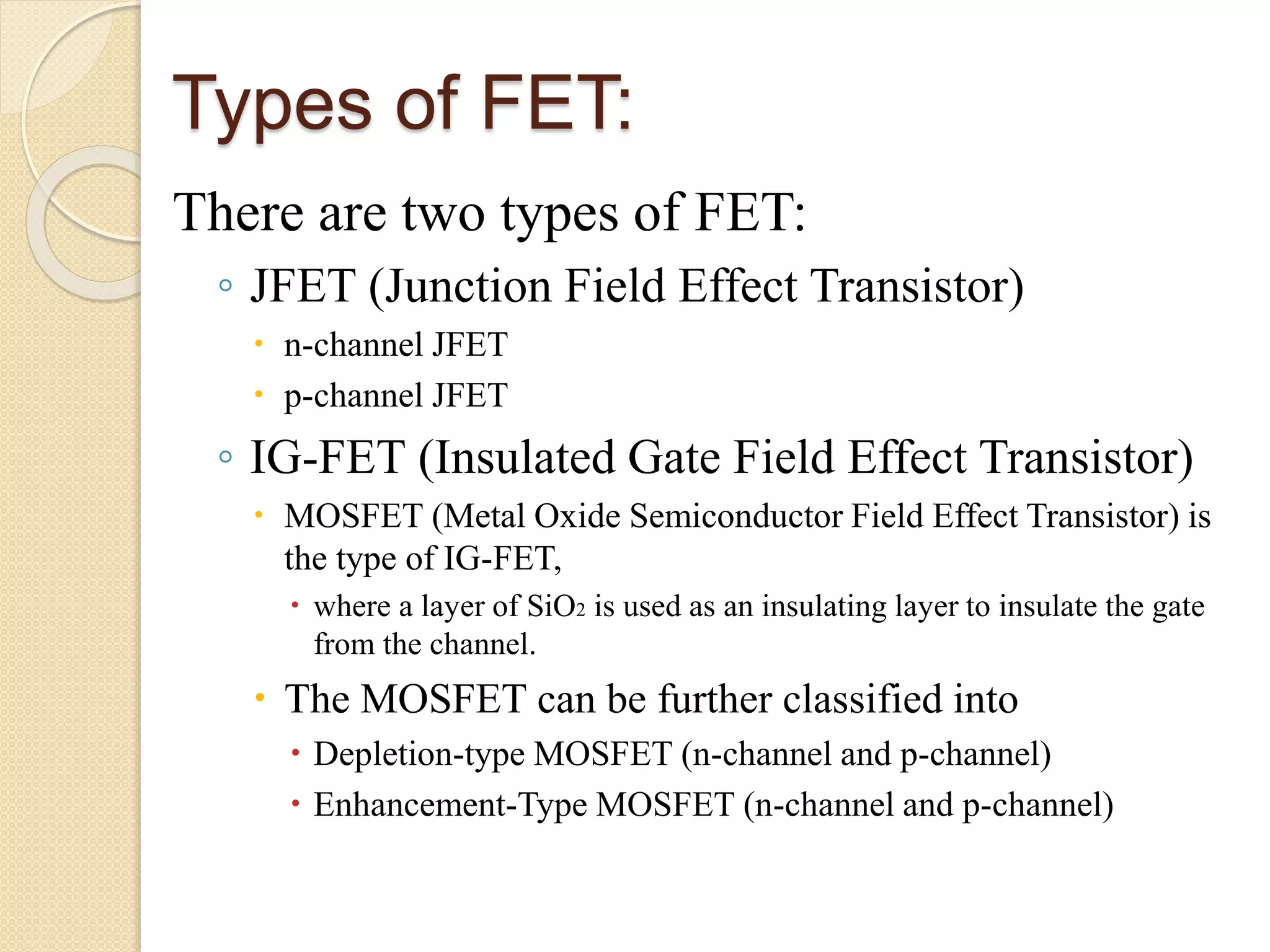 Field Effect Transistor ppt | PPTX